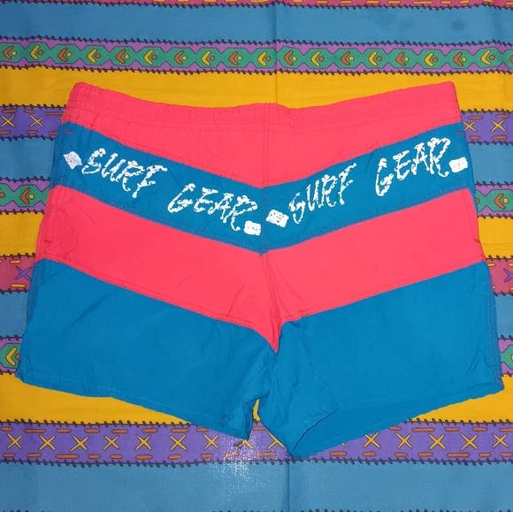 Vintage | Swim | 8s Surf Gear Neon Pink Blue Swimming Trunks Swim ...